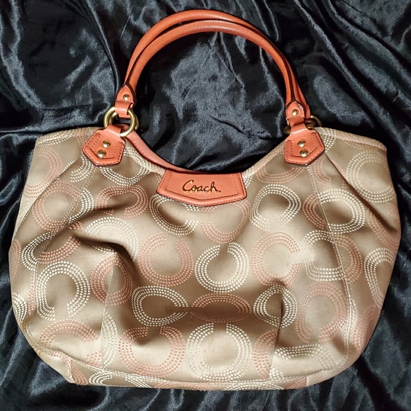Bags | Coach Ashley Dotted Cc Logo Coral | Poshmark